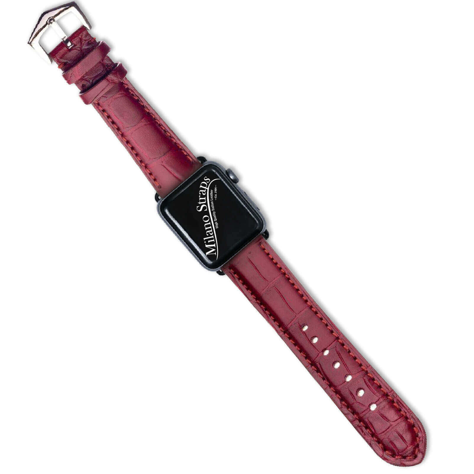 Apple Watch Leather Band ™ Burgundy Matt Alligator Watch Strap